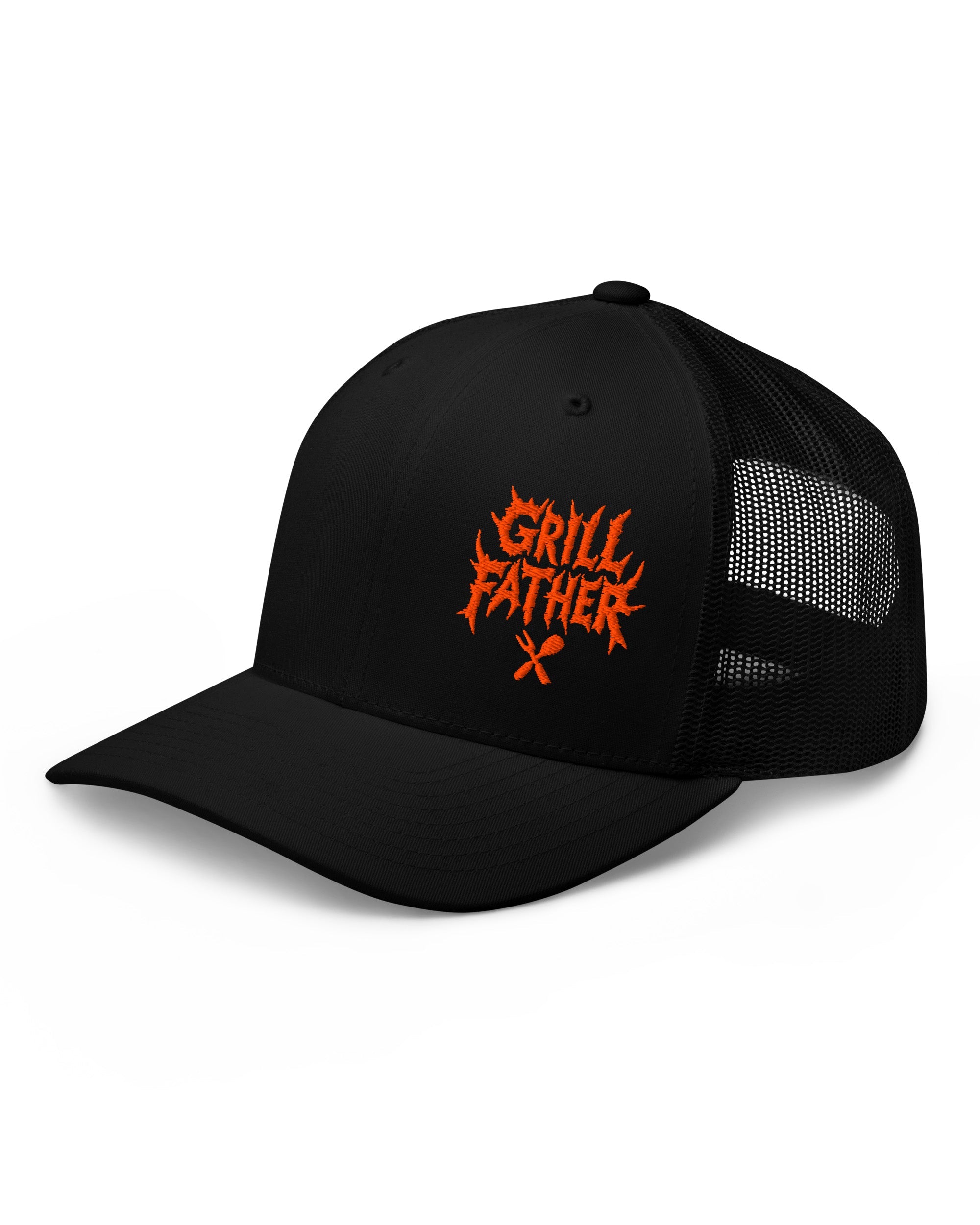 GRILL FATHER Trucker Hat – Metal BBQ Dad Cap | Devilry Clothing
