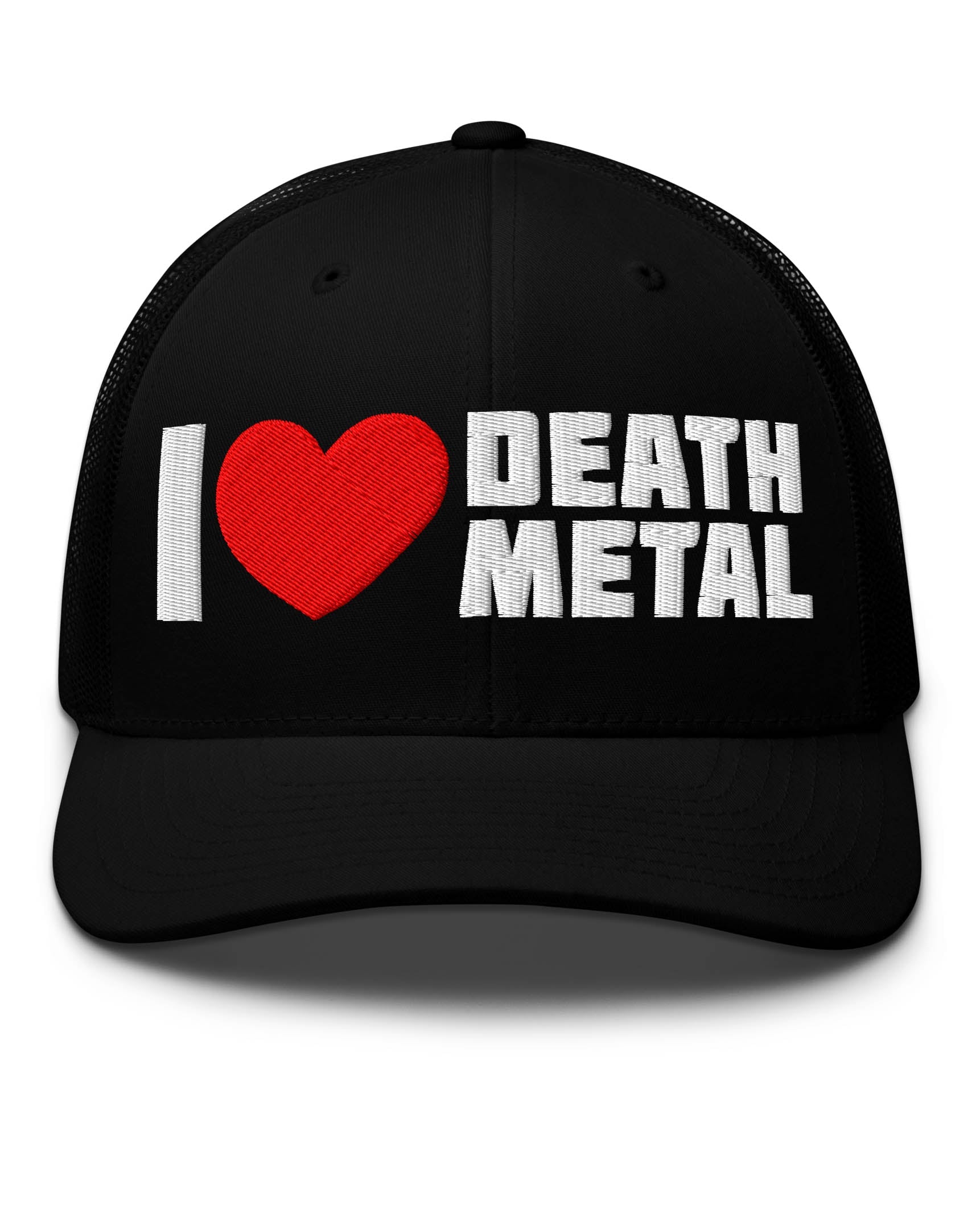 I Love Death Metal Trucker Hat – Embroidered Headbanger Fit – Devilry ...